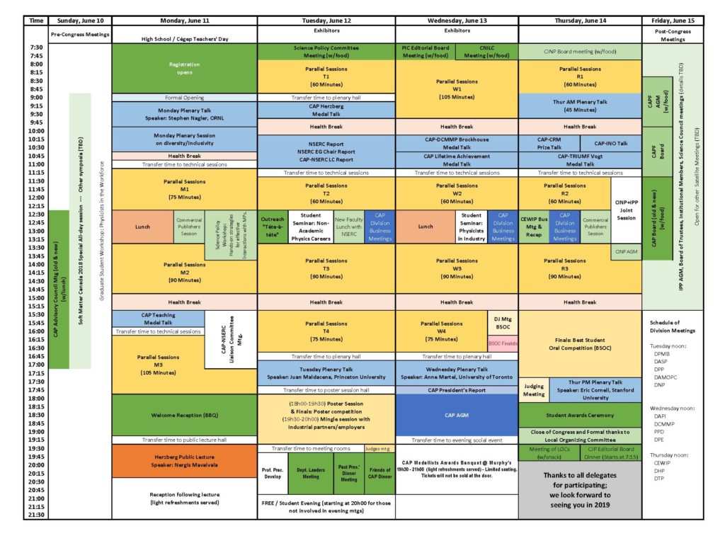 Canadian Association of Physicists Congress-at-a-Glance1